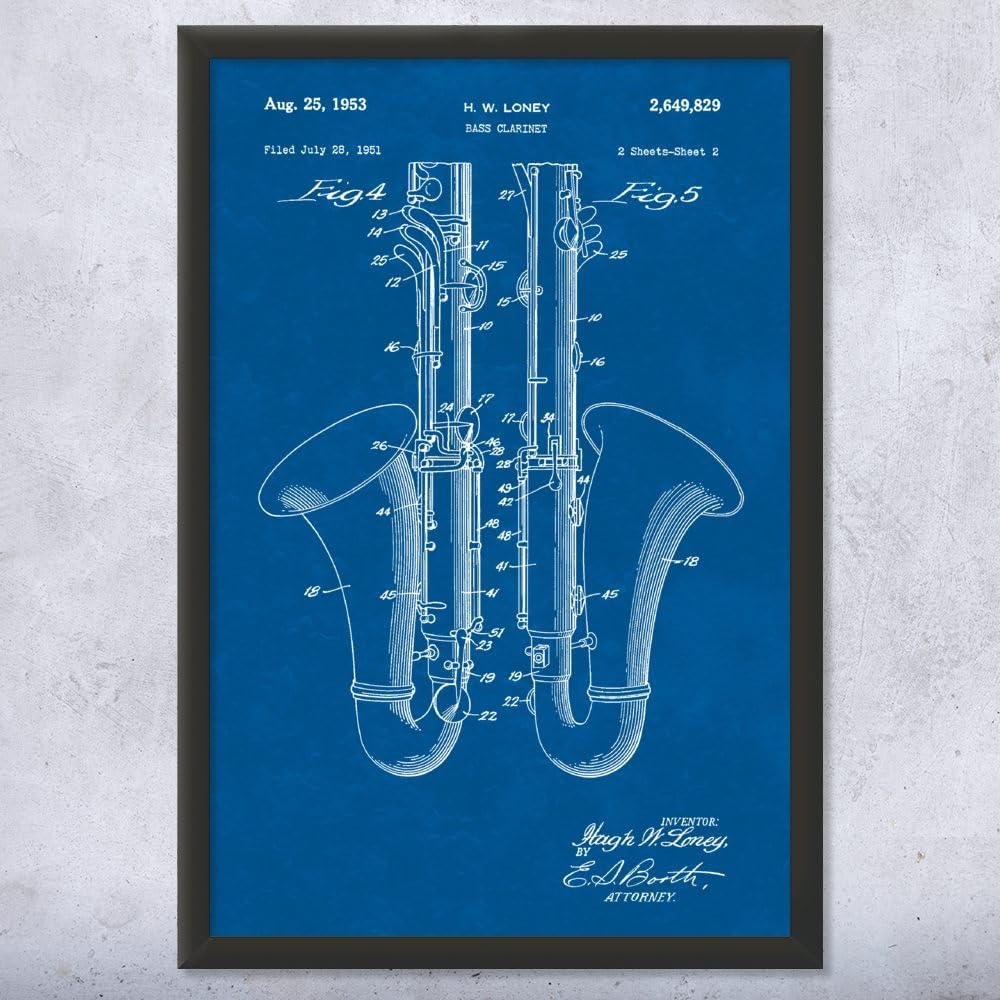 Amazon.com: Framed Bass Clarinet Print, Music Teacher, Musician Gift ...