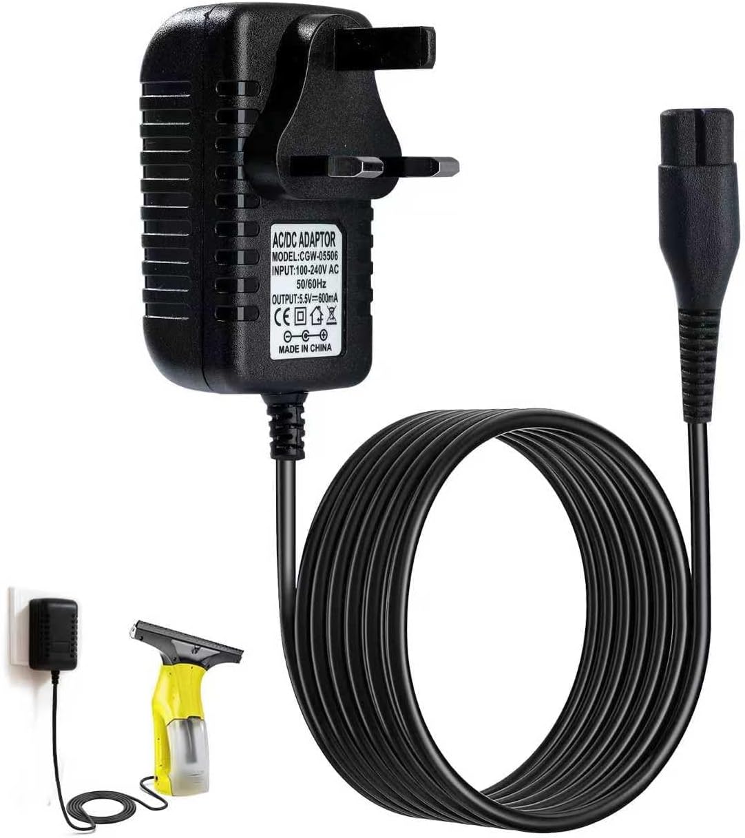 5.5V 0.6A Charger for Karcher Window Vac Cleaner WV1 WV2 WV5 WV55 WV60 ...