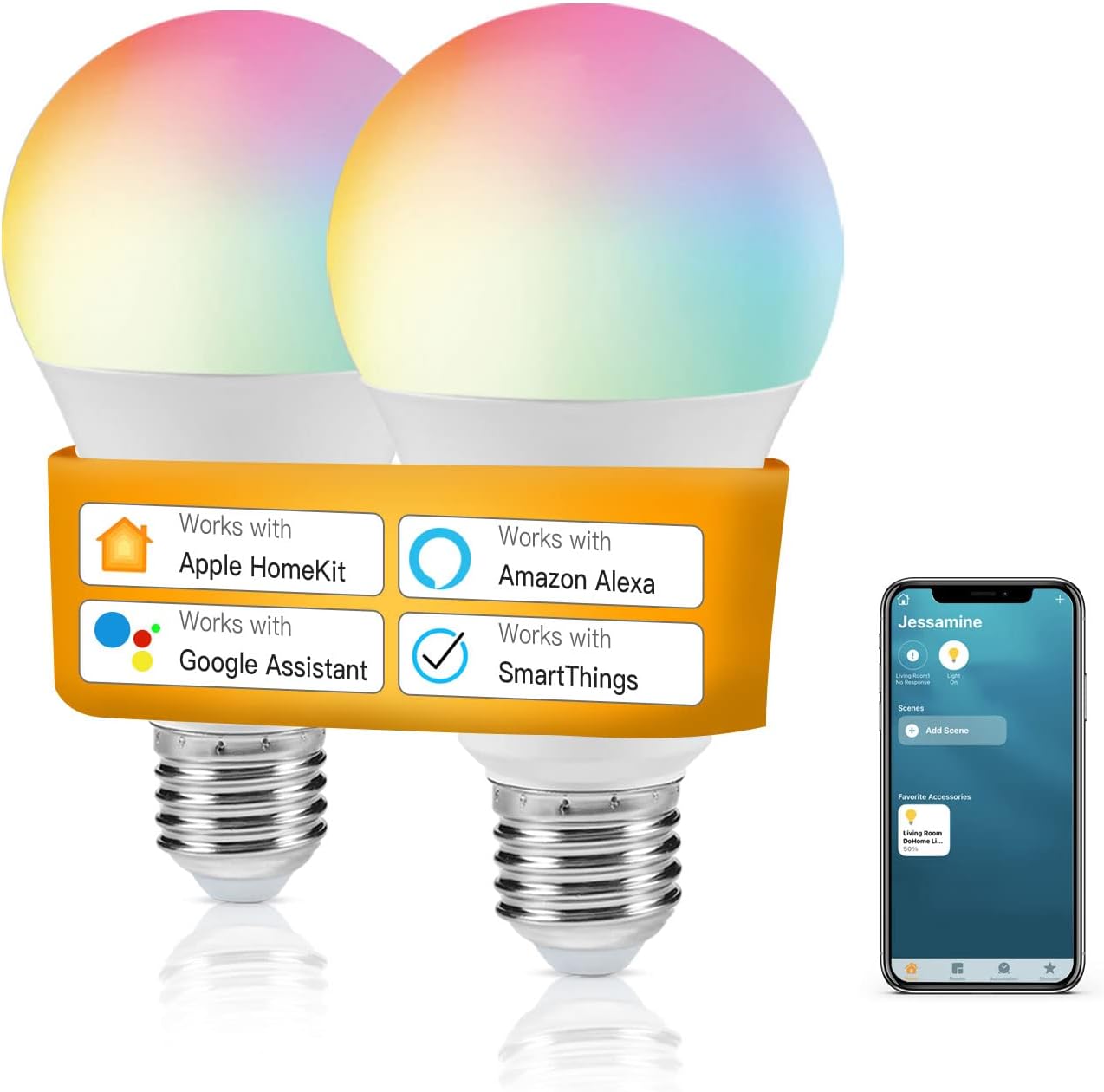 DoHome Smart Light Bulbs Work with Apple HomeKit, WiFi LED Light Bulb ...
