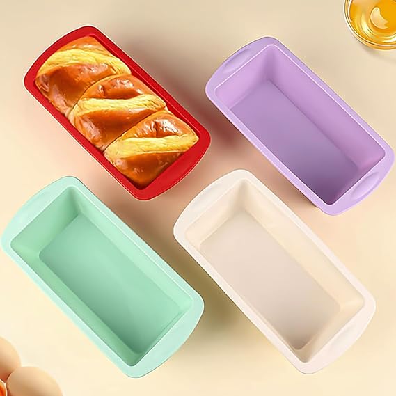 Amazon.com: Boguish 4 Pcs Silicone Bread Loaf Pans, Mini Baking Pan ...