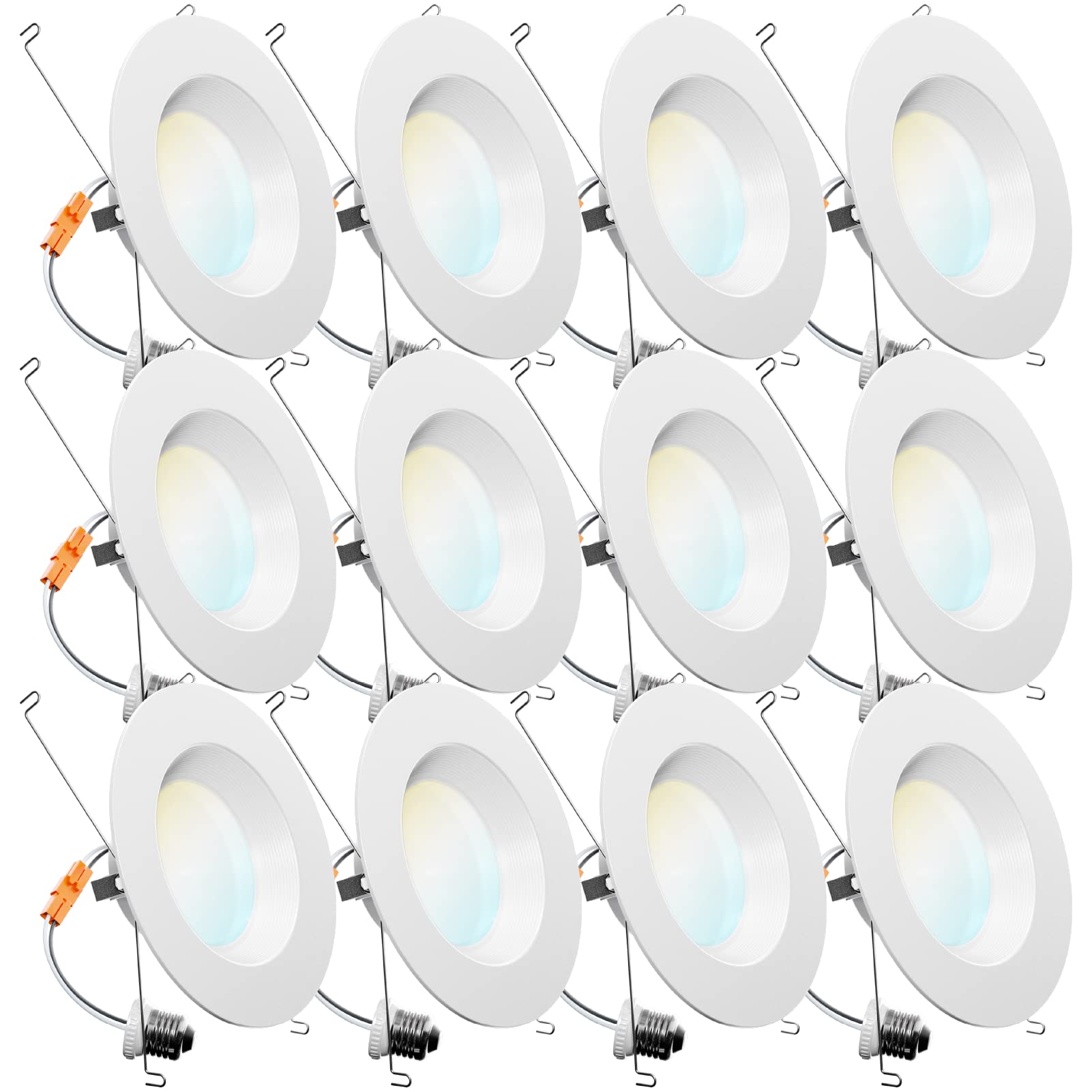 Sunco Lighting 12 Pack 5/6 Inch LED Can Lights Retrofit Recessed ...