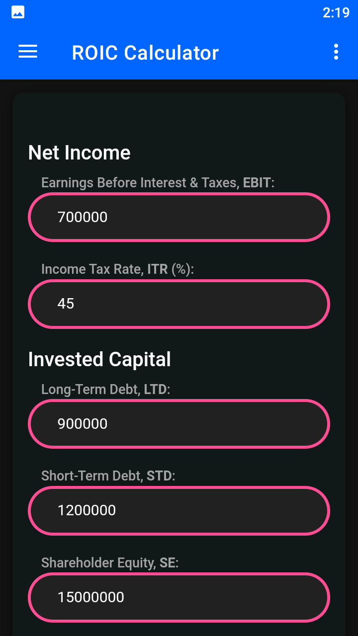ROIC Calculator - App on Amazon Appstore