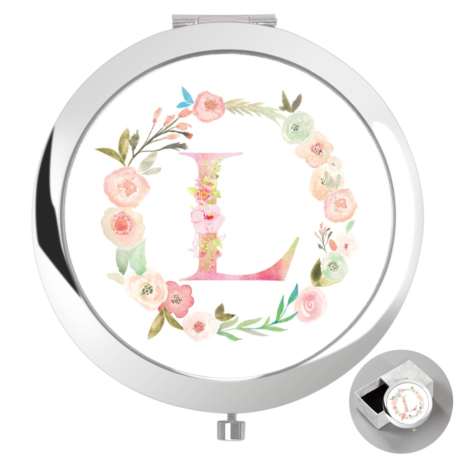 Amazon.com: boutikpro Personalized Gift Initial Compact Mirror w Box ...