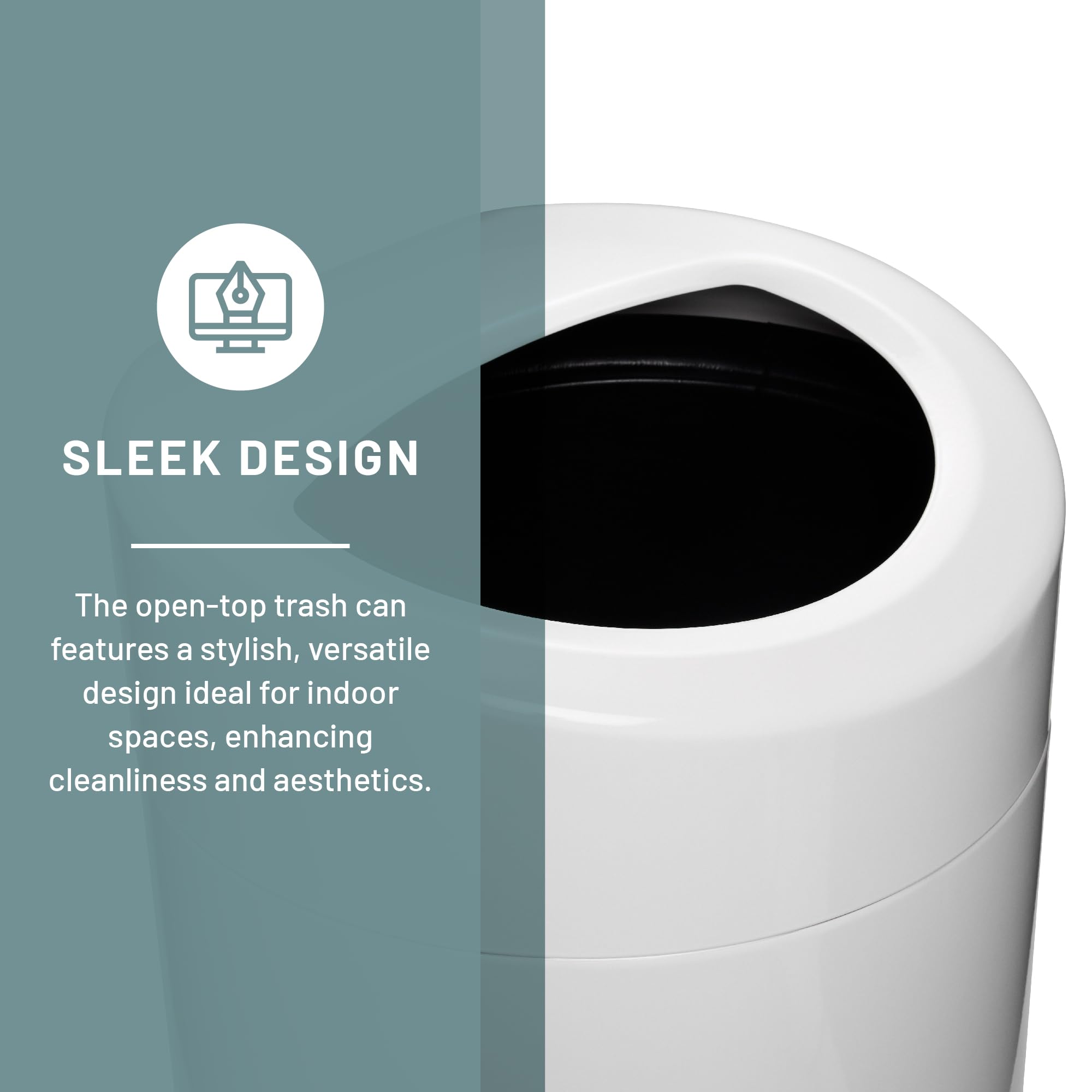 Snapklik.com : Open Top Trash Can, 30 Gallon Stainless Steel Modern ...