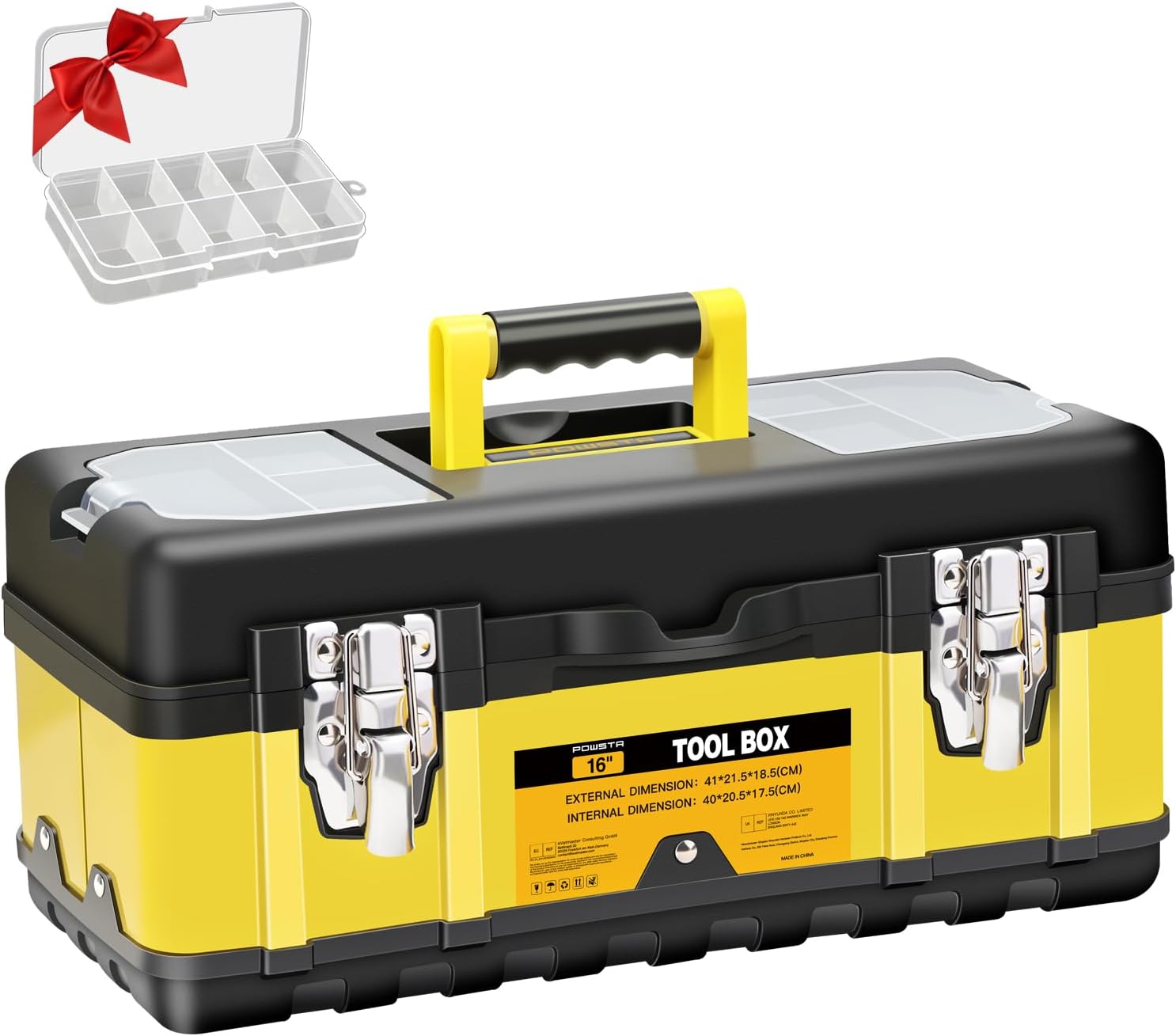 Edward Tool Stainless Steel Tool Box 16” - Small Metal Organizer Box ...