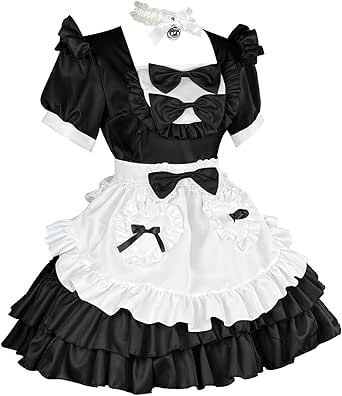 Amazon.com: Cute Maid Dress for Women Apron Body Corset Anime Cosplay ...