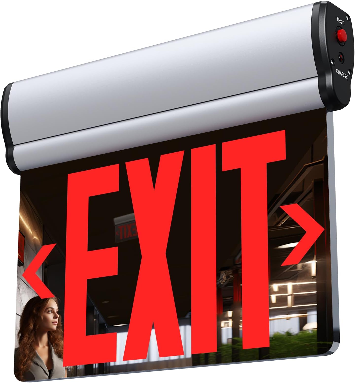 Amazon.com: SASELUX Led Edge-Lit Exit Sign ,Brushed Aluminum Housing ...