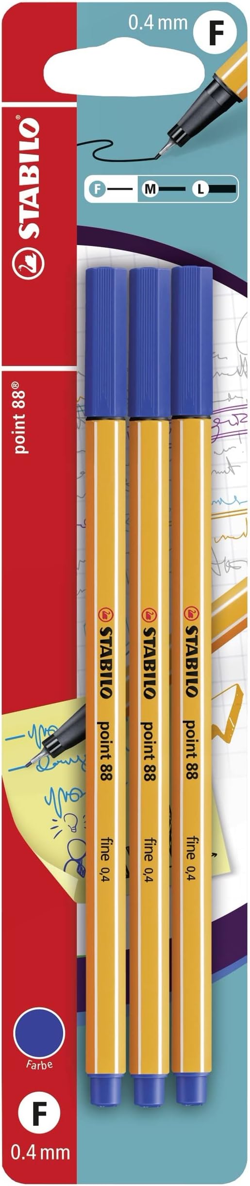 Amazon.com : STABILO Fineliner point 88 - Pack of 3 - Blue : Office ...