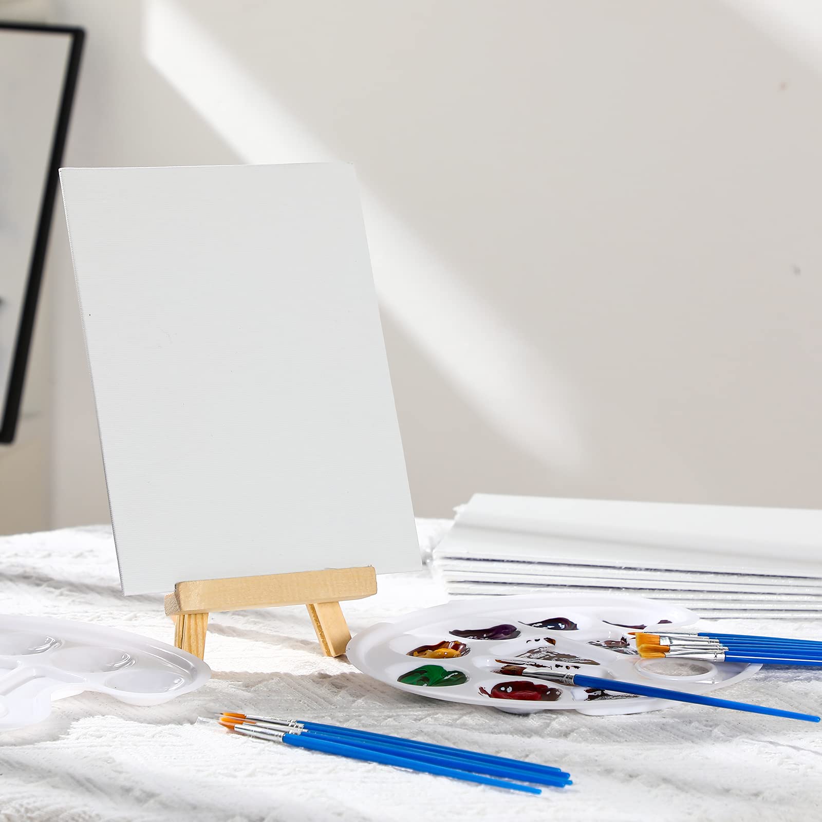 120 Pcs Painting Set with Easels Includes 12 Wood Easels, 24 Painting ...