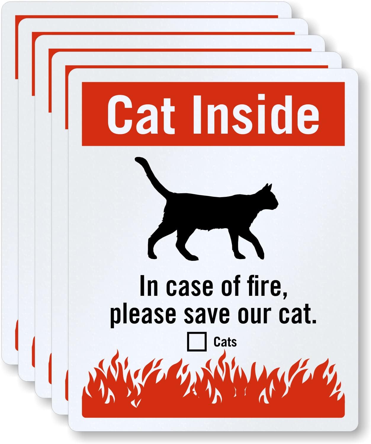 Amazon.com: SmartSign (Pack of 5) 5 x 4 inch “Cat Inside - in Case of ...