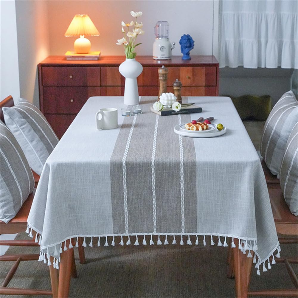 Amazon.com: FMIYJUN Rectangle Cotton Tablecloths Linen Waterproof ...