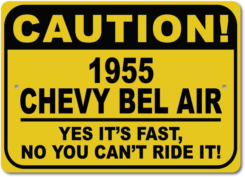 Amazon.com: 1955 55 Chevy BEL AIR Caution Fast Car Sign, Metal Novelty ...