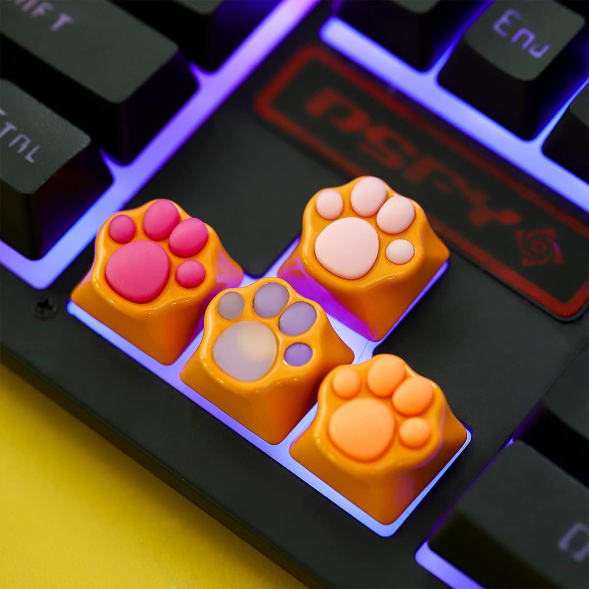 Buy 2 Pack Keyboard Keycaps Metal and Rubber Keycaps Orange Keycaps ...