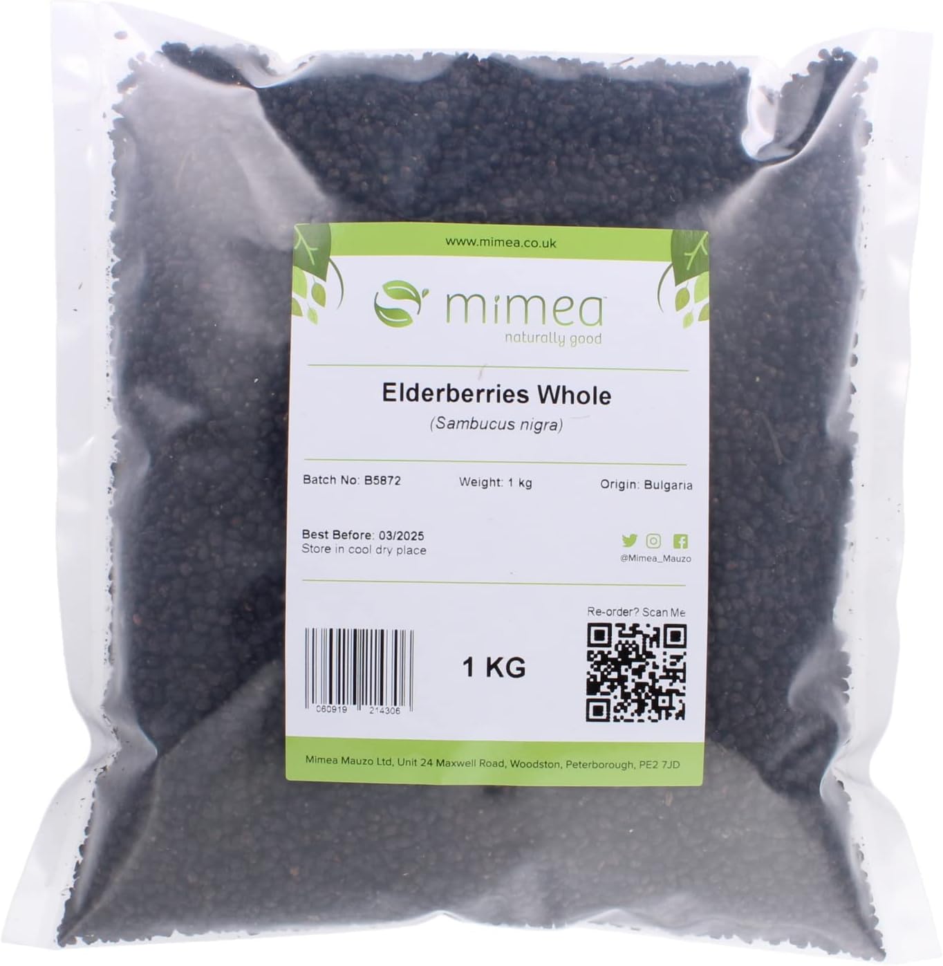 Mimea Elderberries Whole Dried | 1kg | Quality Ingredients | Perfect ...