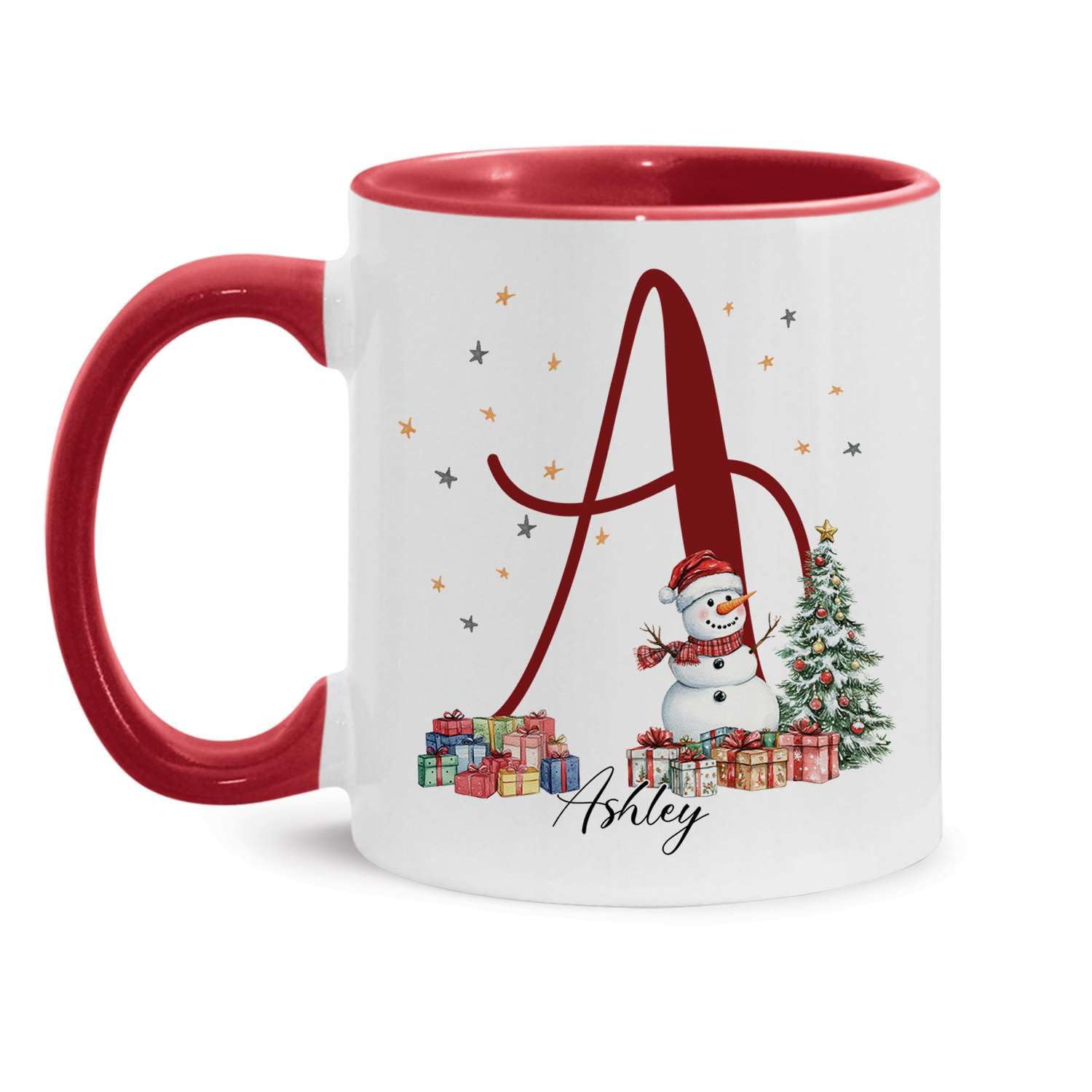 Amazon.com: Personalized Letter A Mug With Snowman Design, Customized ...