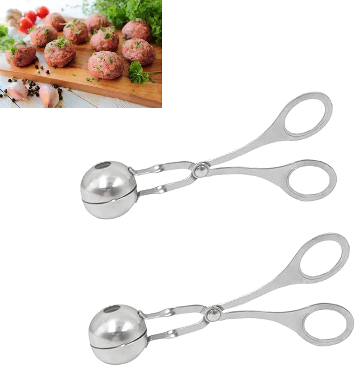 Amazon.com: 2 Pack Meat Baller Stainless Steel Meatball Scoop Ball ...