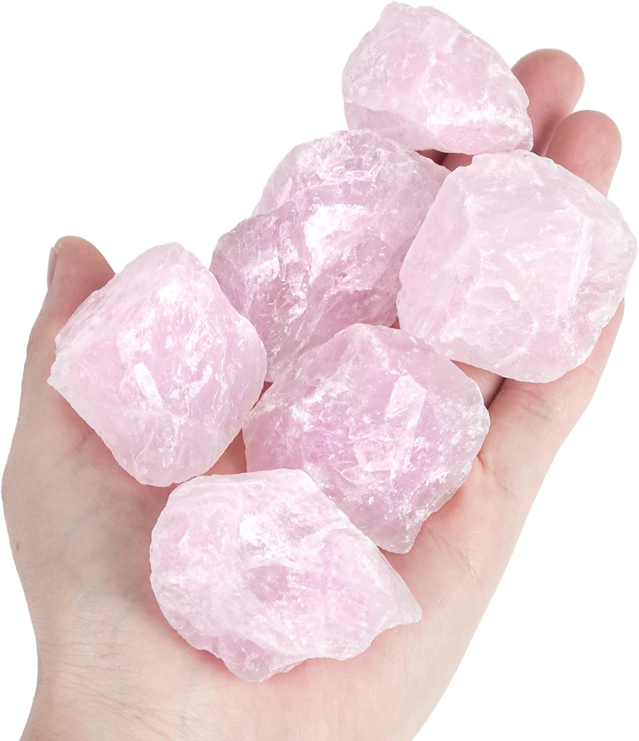 Amazon.com: JOHOUSE 6PCS Natural Pink Rose Quartz, Rough Stones Large ...
