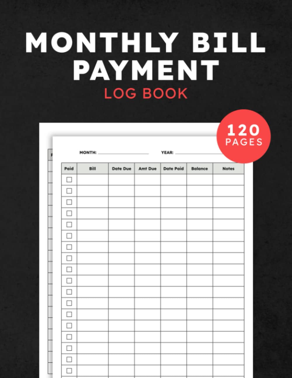 Amazon.com: Monthly Bill Payment Log Book: Expense and Bill Tracker ...