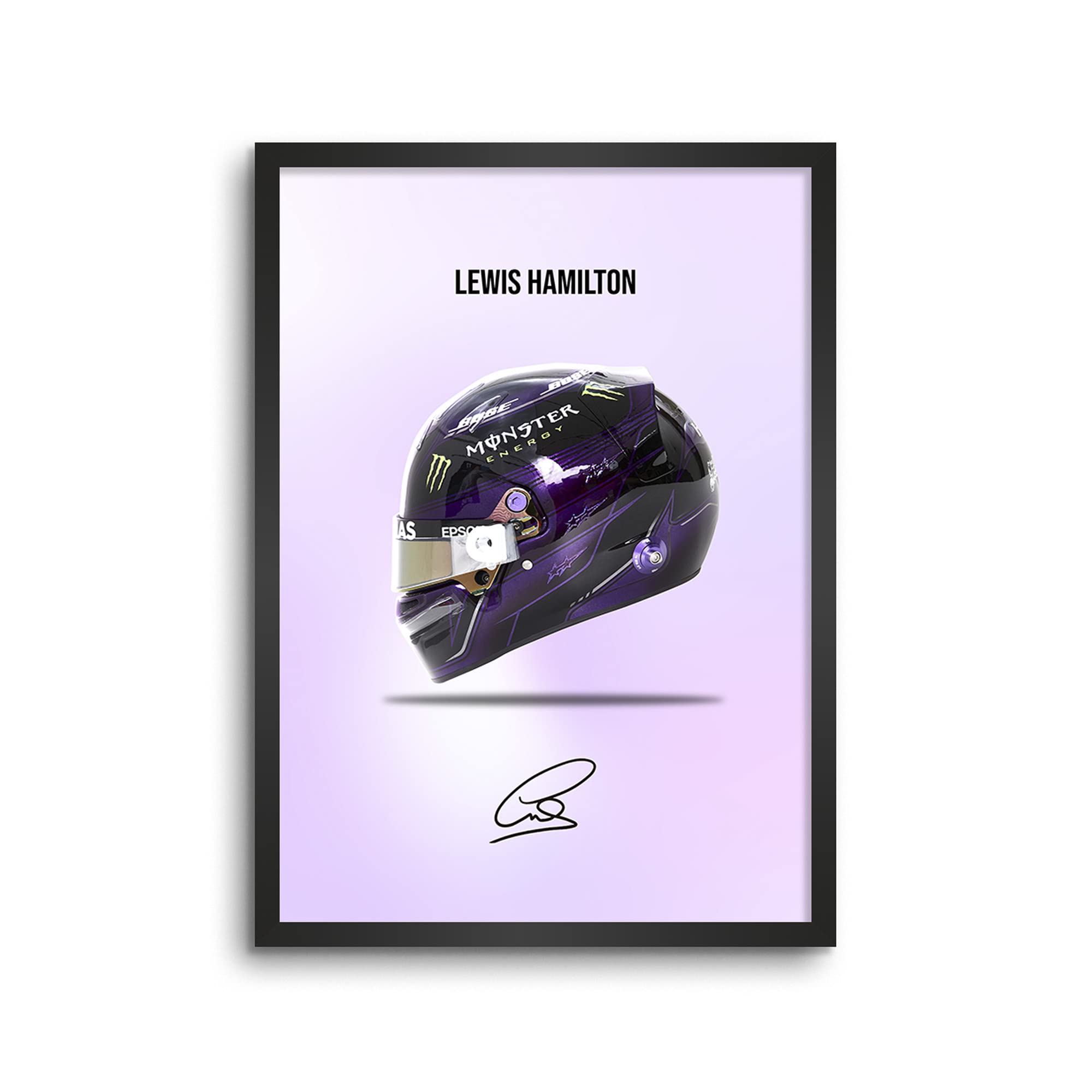 LAMRON Lewis Hamilton Helmet Wall Decoration Art Framed Poster, 12 Inch ...