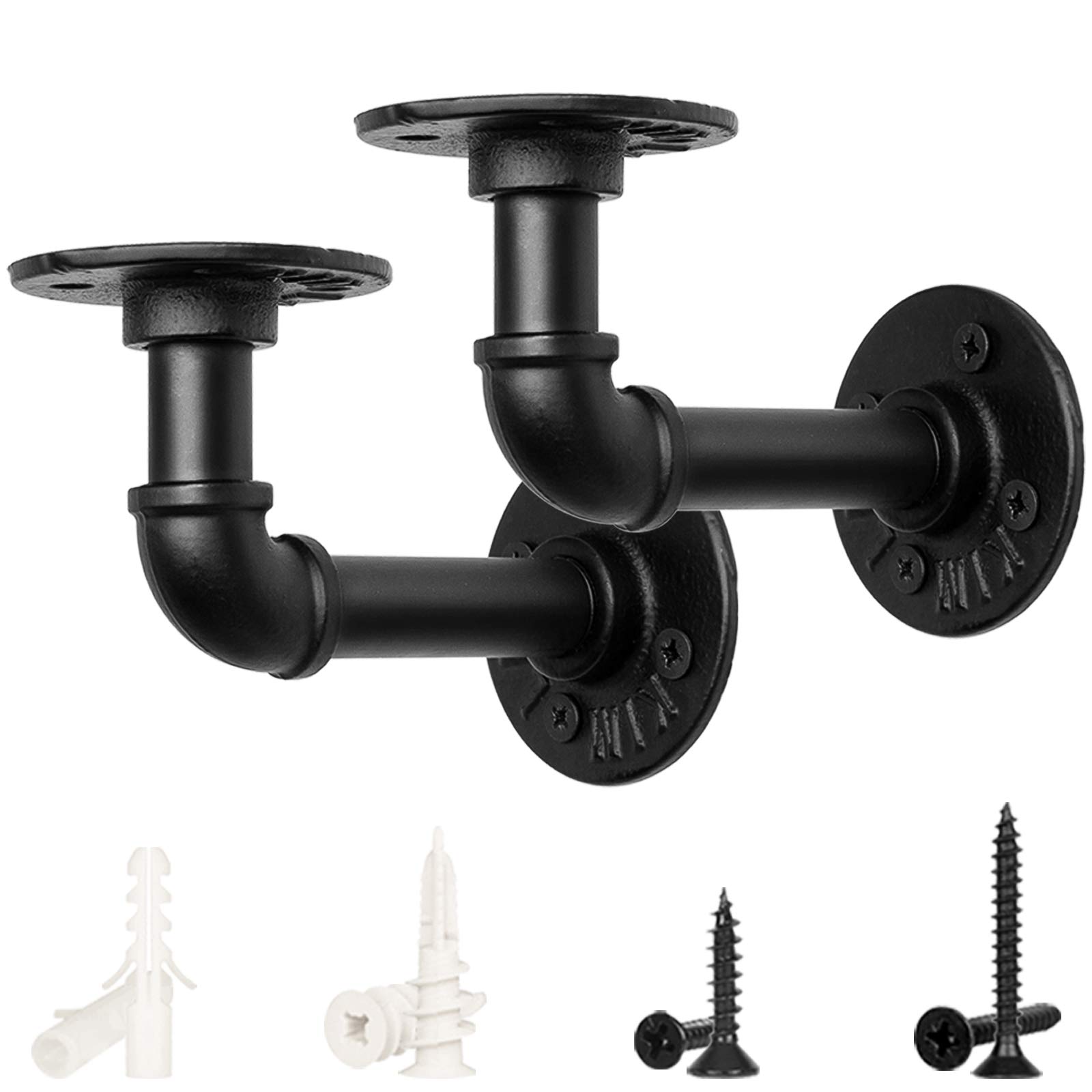 Buy LuckIn Industrial Pipe Shelf Bracket L Shape, Rustic Pipe Brackets ...