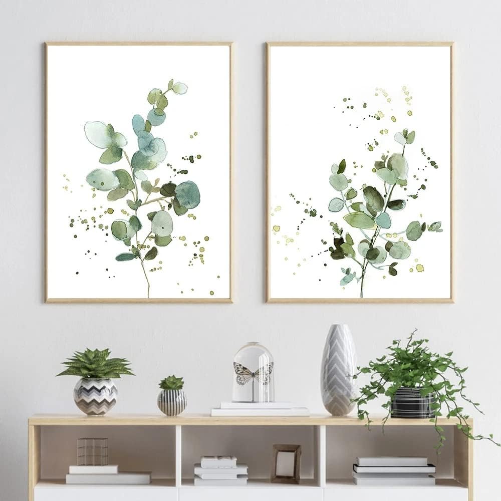 Lot de 2 posters muraux, tableaux muraux modernes, motifs de feuilles ...