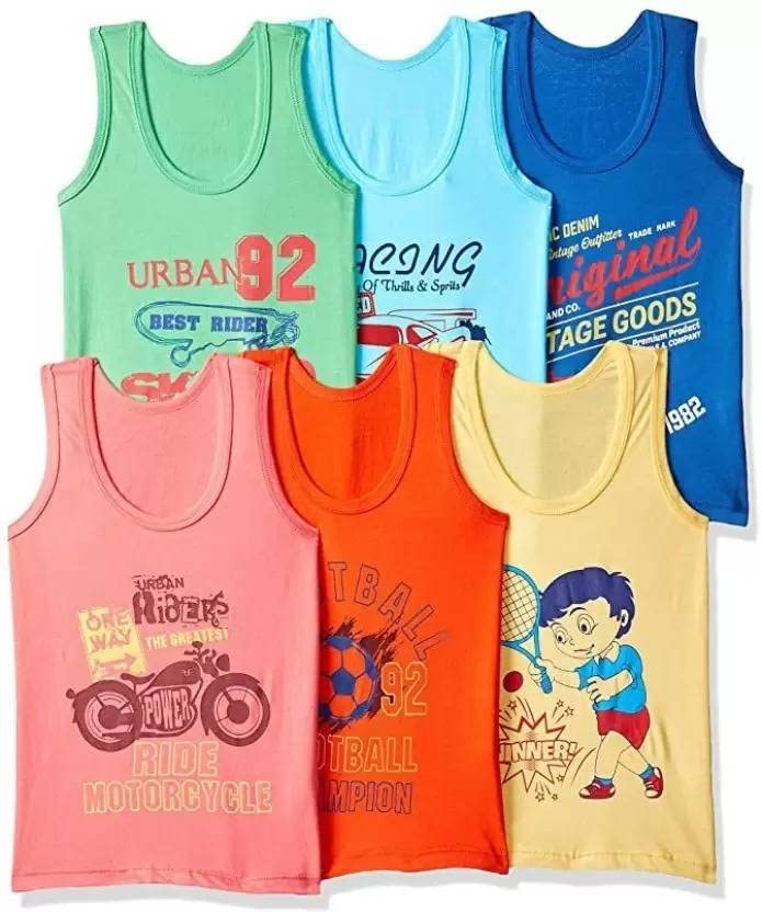 Buy Kushi Lifestyle Sleeveless Vest (baniyan) for Boys (Pack of 6 ...