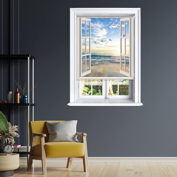 Lister Cartwright Blackout Roller Blinds Window Beach View Scenic ...
