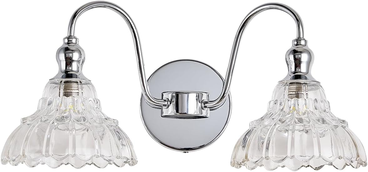 TLOLGT Chrome 2-Light Wall Sconces Bathroom Vanity Light Light Fixtures ...