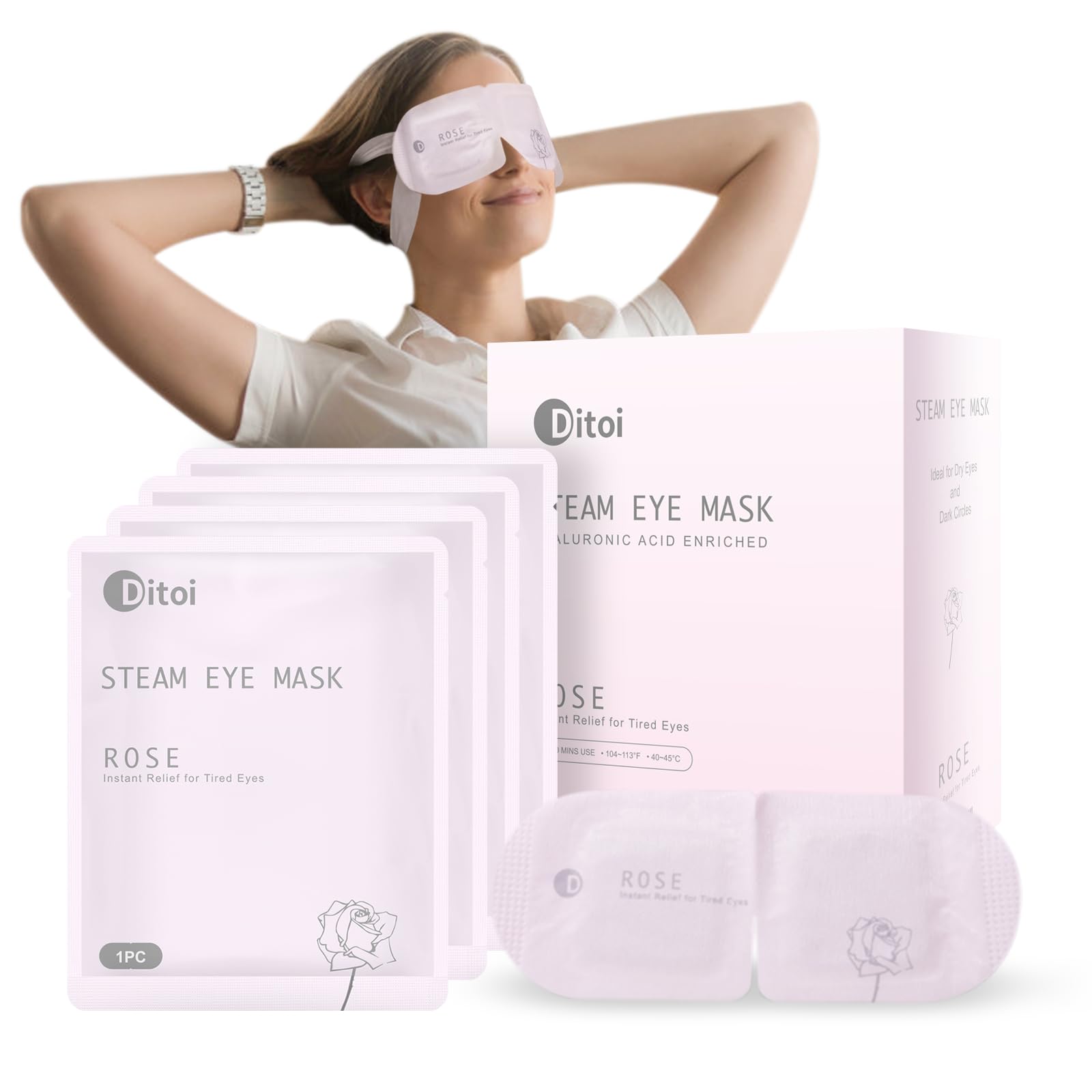 Amazon.com : Ditoi Steam Eye Mask, Rich Hyaluronic Acid Rose Heated Eye ...