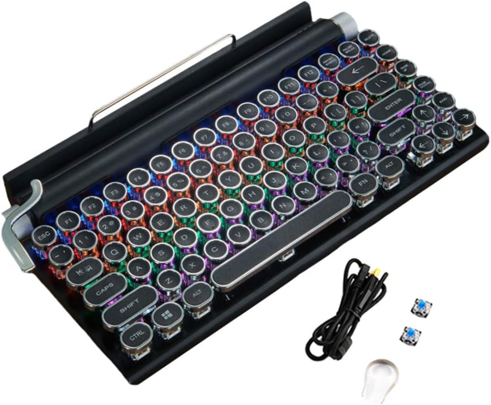 Odoukey Gaming Keyboard, Typewriter Mechanical Keyboard Cable Wireless ...