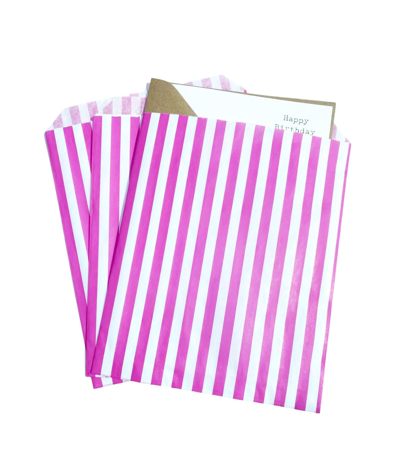 Bag It Plastics | Candy Stripe Paper Sweet Bags | Pink | 7" x 9 ...