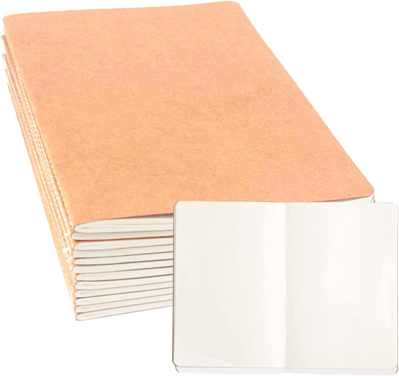 YBCPACK 12 Pack A5 Dot Notebooks Kraft Brown Cover with Dot Grid Paper ...