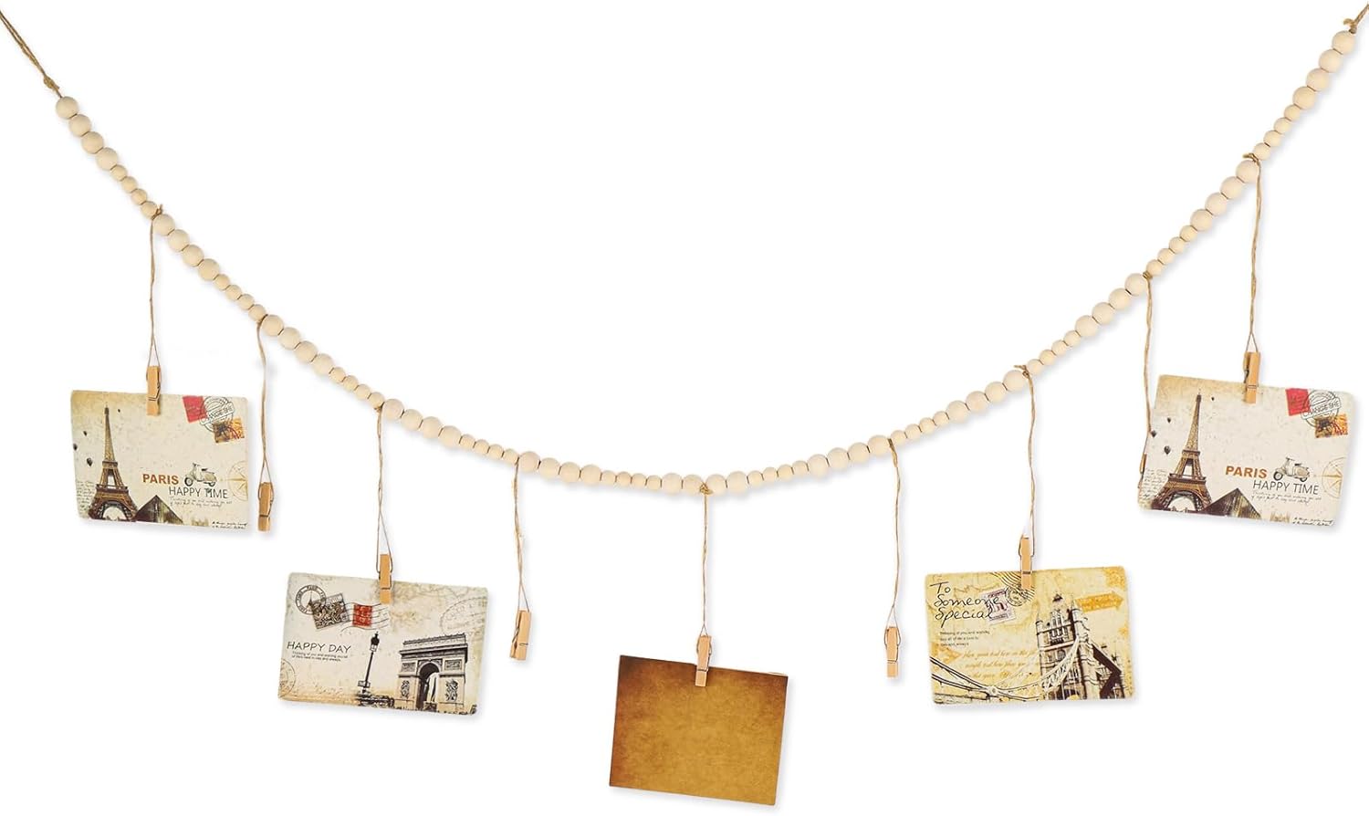 Amazon.com: Teaaha Hanging Photo Display, Picture Hanging String Wall Decor with 80 Wooden Beads ...