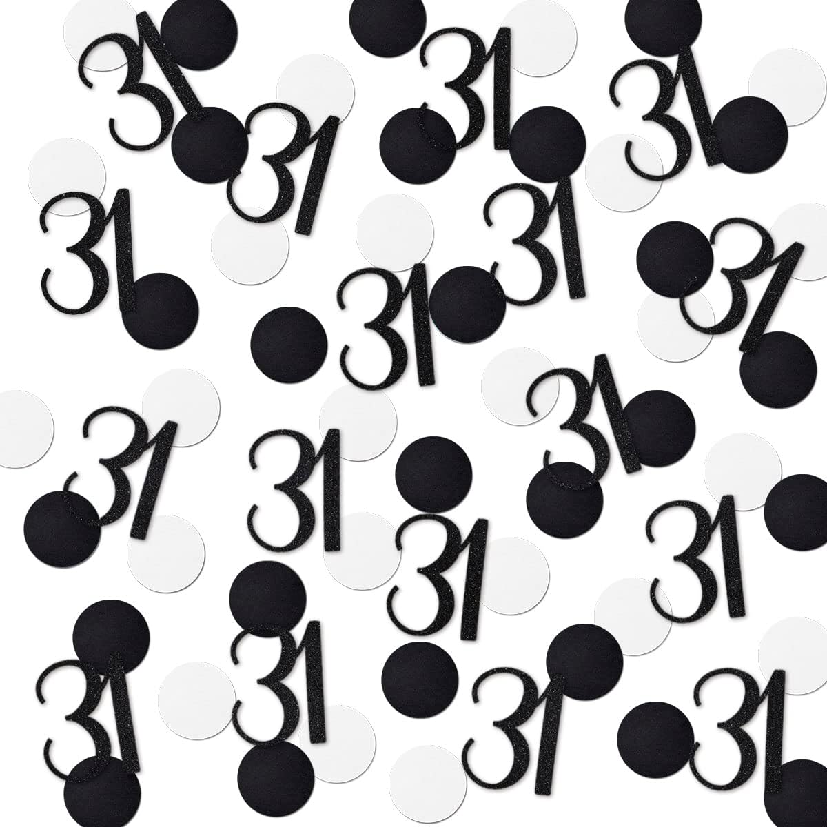 Amazon.com: Black Glitter 31 Confetti, 31st Birthday Number Confetti ...