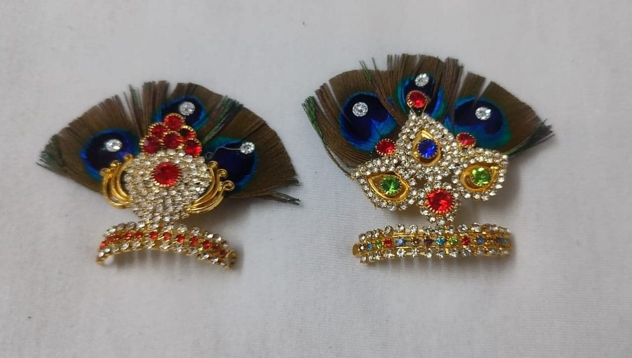 Laddu Gopal Mor Pankh Mukut Desighner Heavy (Pack of 2) (3-5) : Amazon ...