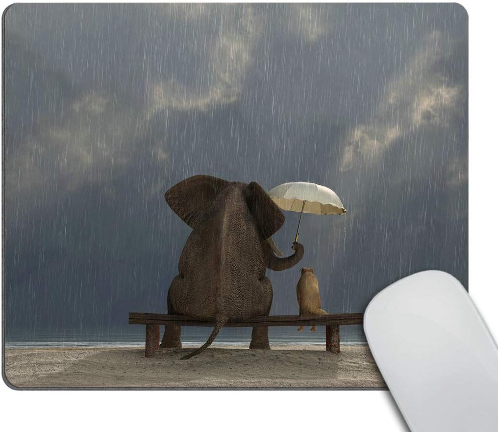 Amazon.com: Smooffly Gaming Mouse Pad Custom,Elephant and Dog Sit Under ...
