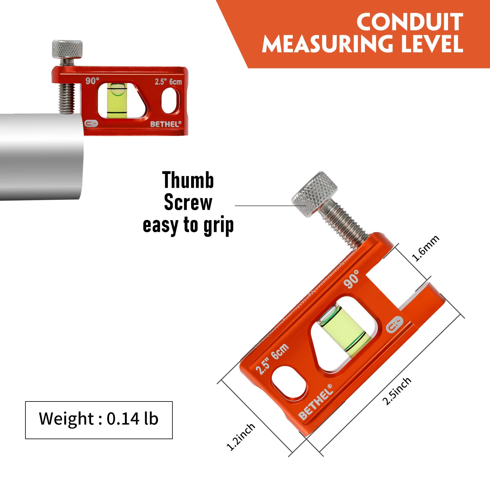 Snapklik.com : BETHEL Conduit Torpedo Level, Magnetic Pipe Mini Level ...