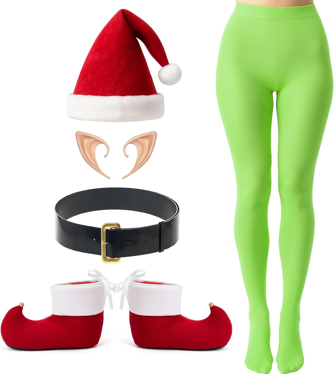 Amazon.com: Geyoga 5 Pcs Christmas Elf Costume Set Santa's Helper ...