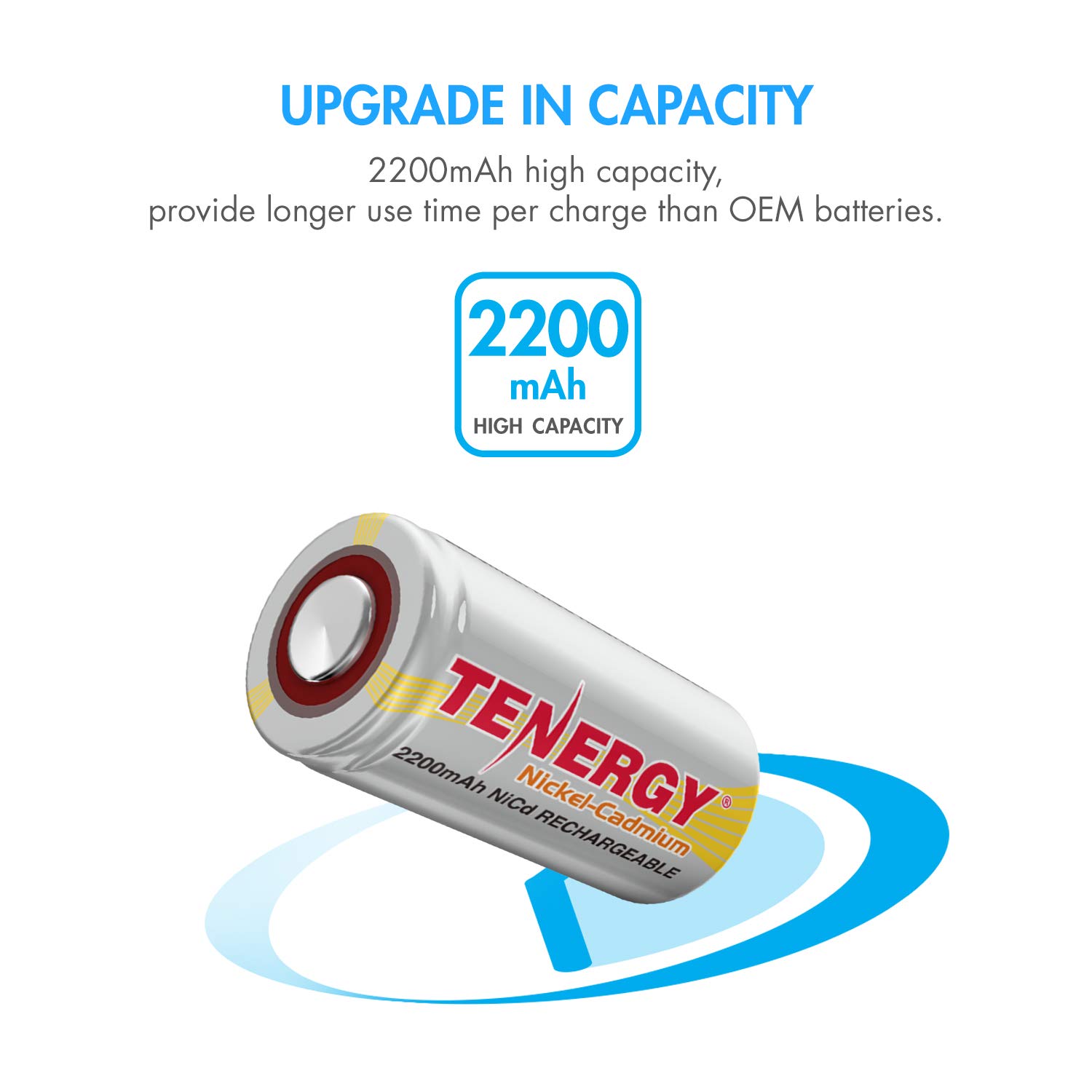 Snapklik.com : Tenergy SubC 2200mAh NiCd Flat Top Rechargeable Battery