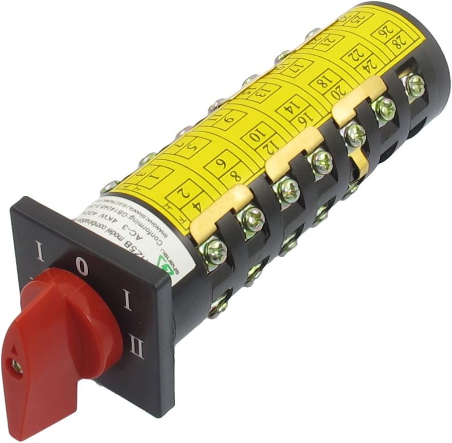 uxcell AC 400V 4KW 24 Screw Terminals 5 Position Rotary Cam Change Over ...