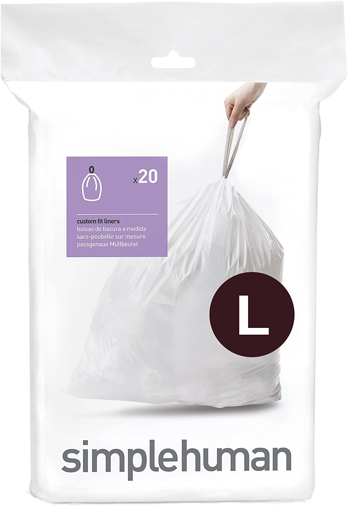 Amazon.com: simplehuman Code L Custom Fit Drawstring Trash Bags in ...
