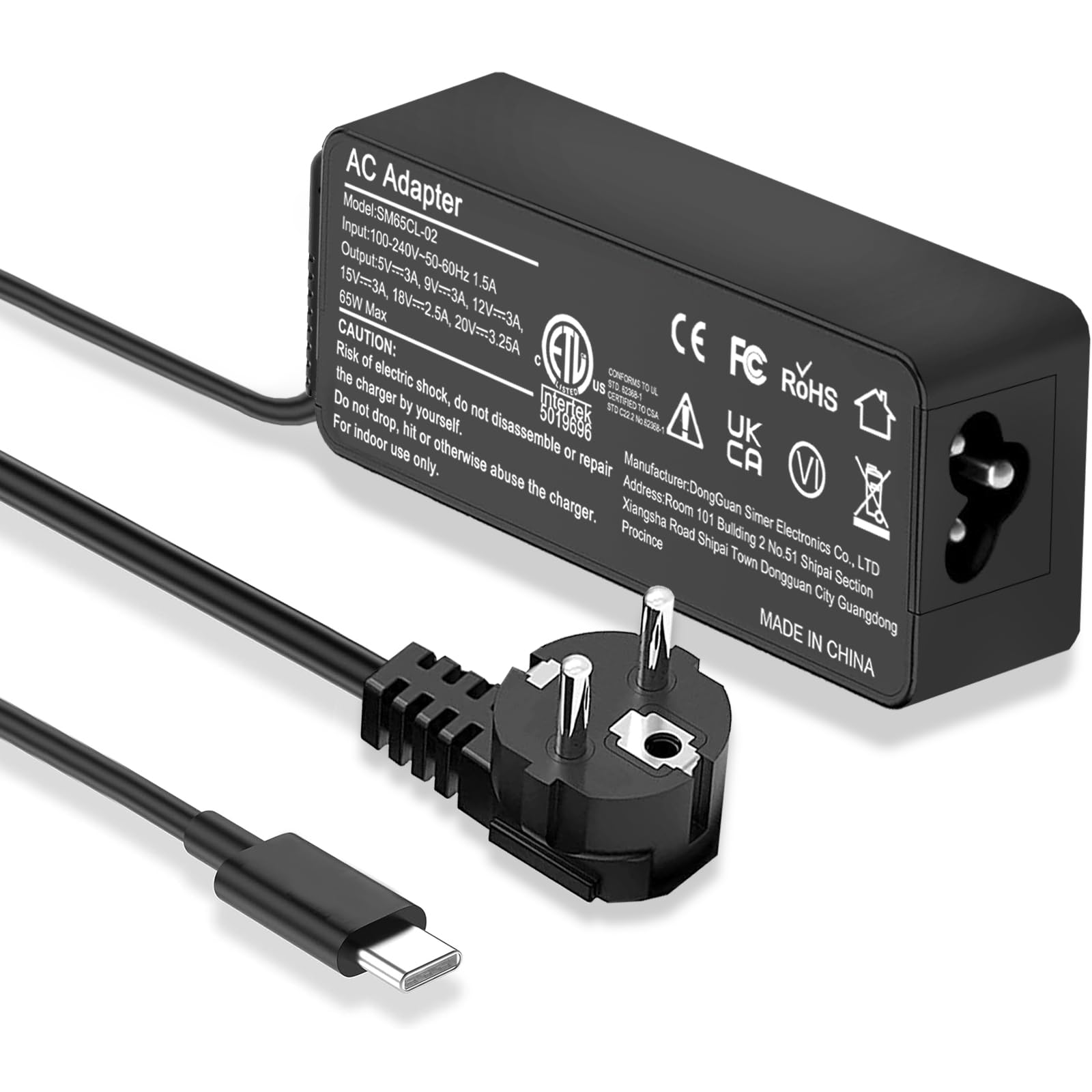 Chargeur pour Ordinateur Portable USB C 65W 45W pour Lenovo ThinkPad ...