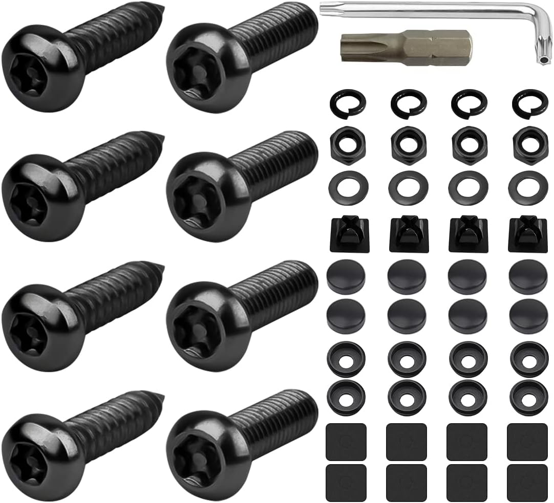 Amazon.com: Black Anti Theft License Plate Screws, Stainless Steel Car ...
