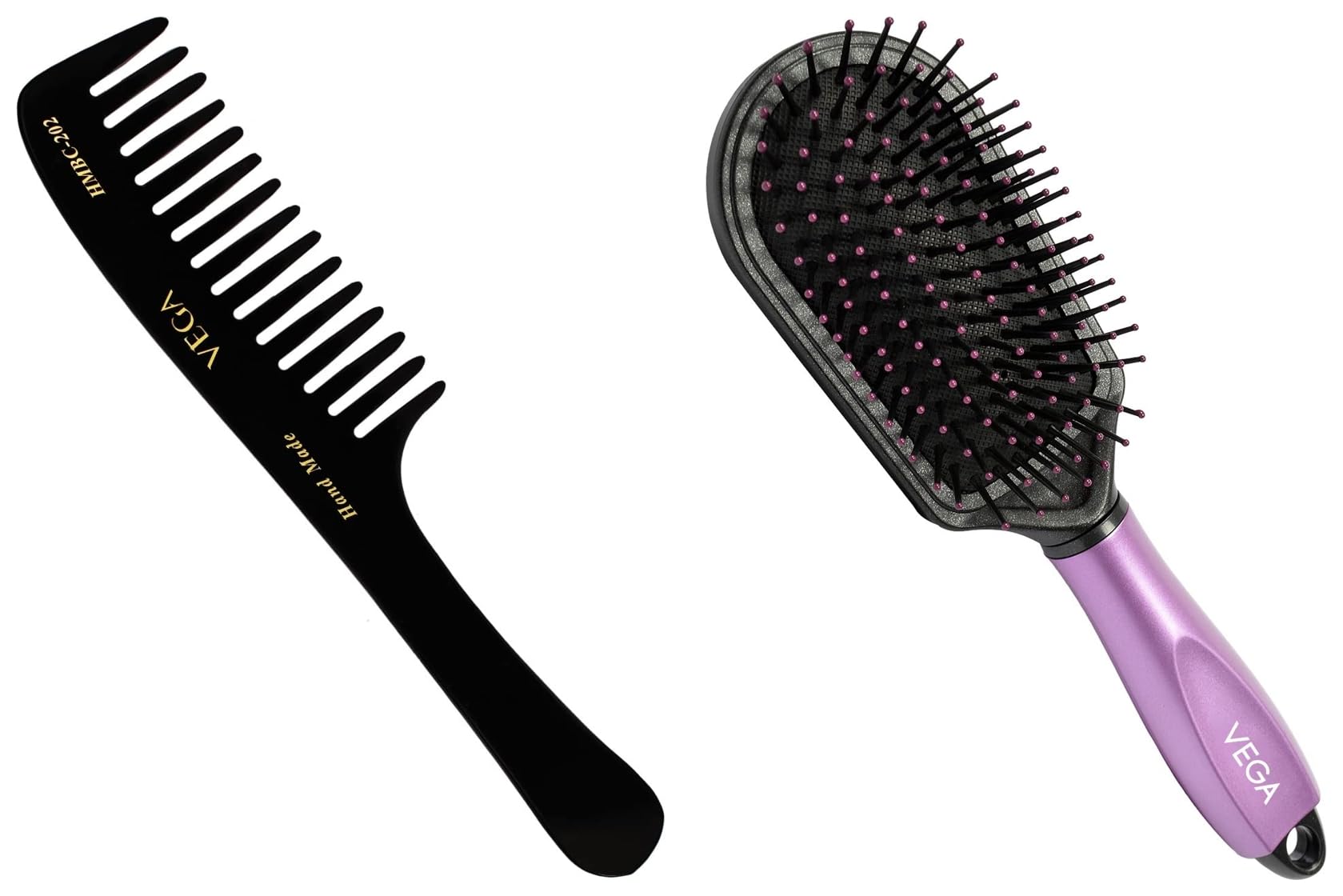 Buy VEGA Handcrafted Round Teeth Comb Gentle On Scalp & VEGA Cushioned ...