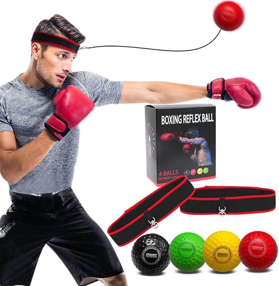 Boxing Reflex Balls Family Pack – Boxing Ball MMA Set with 2 Adjustable ...