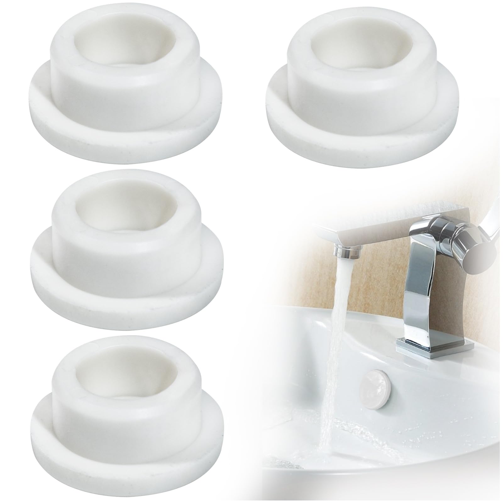 4 Pieces Rubber Sink Overflow Cap, Reusable Insert in Hole Round Caps ...