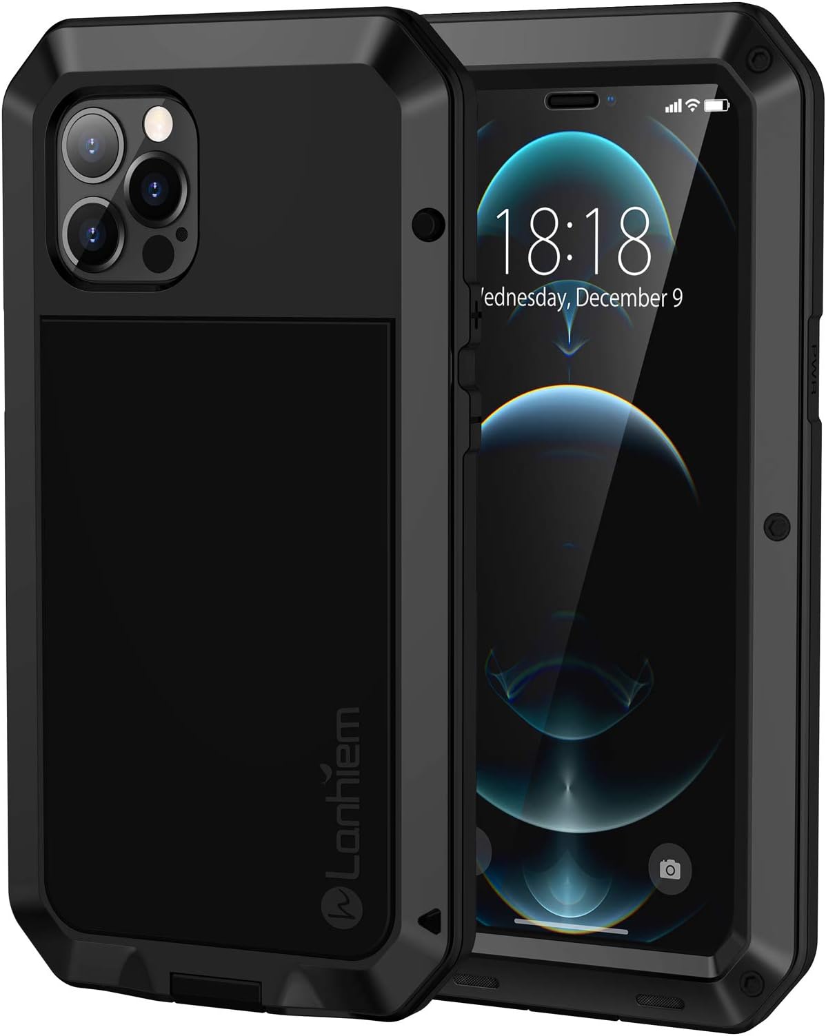 Amazon.com: Lanhiem for iPhone 12 Pro Max Metal Case, Heavy Duty ...