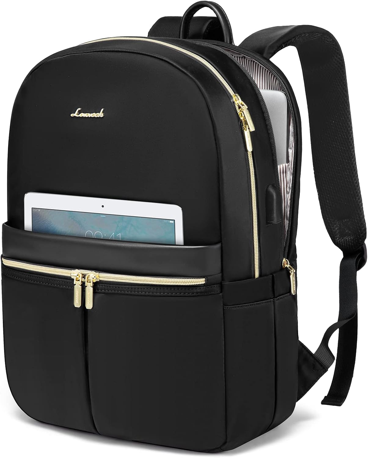 LOVEVOOK Mochila para laptop para mujer, Negro -, Mochilas de mochila ...