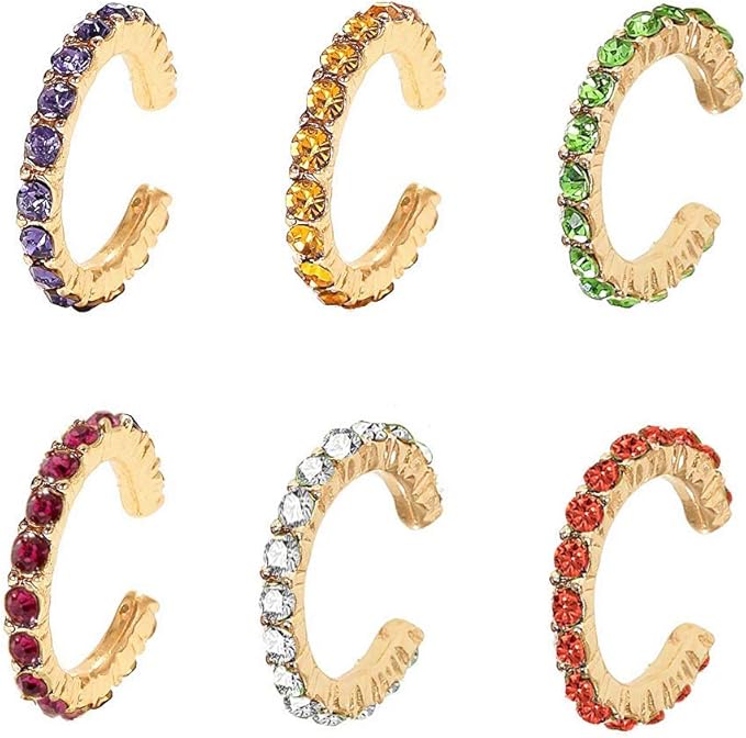 Amazon.com: MOEPAPA Ear Cuff Colorful Clip on Hoop Earrings for Women ...