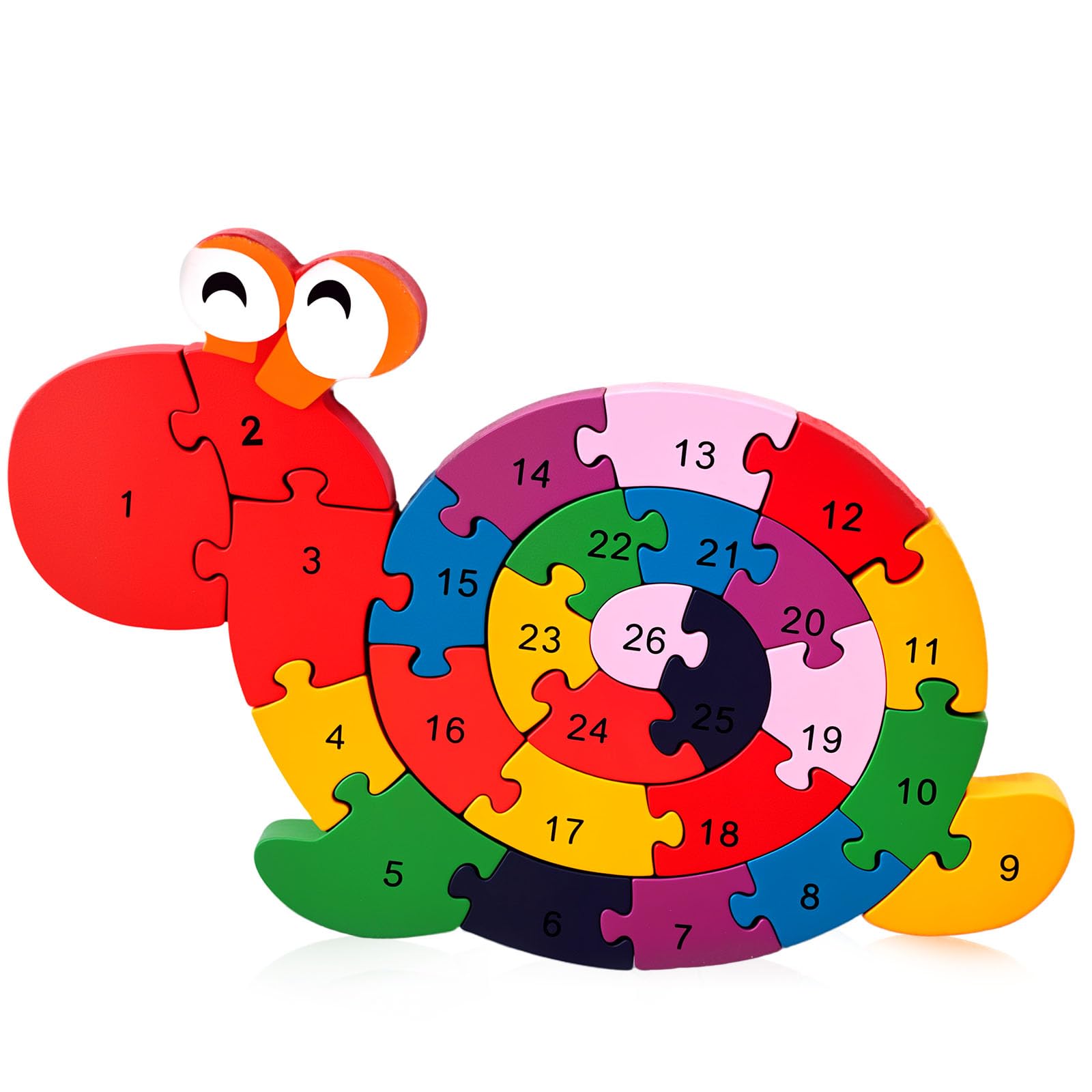 Snapklik.com : Wooden Alphabet Snail Jigsaw Puzzles, Montessori Letters ...